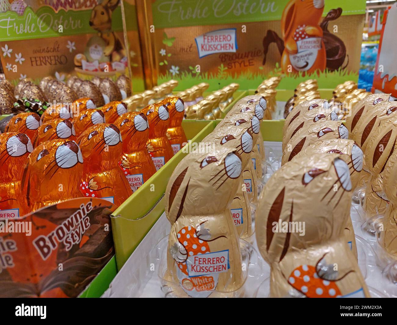 Ferrero Rocher easter chocolate rabbits in a supermarket Stock Photo ...