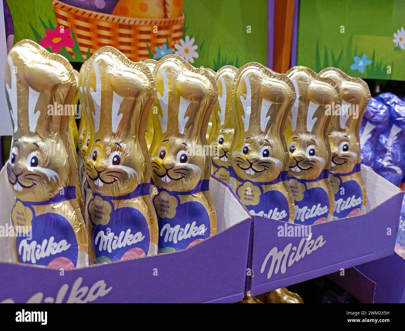 Milka easter chocolate rabbits in a supermarket Stock Photo - Alamy