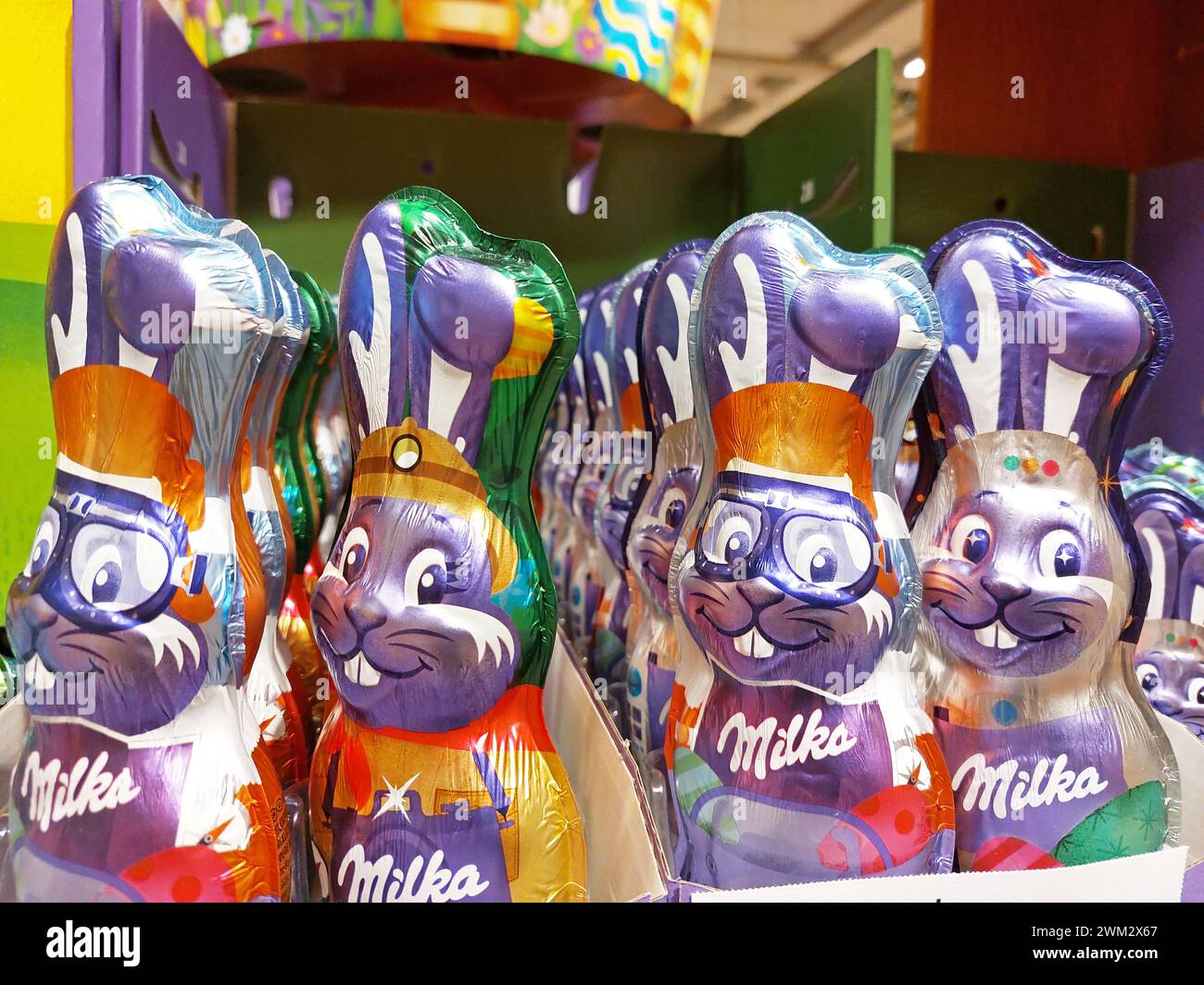 Milka easter chocolate rabbits in a supermarket Stock Photo - Alamy