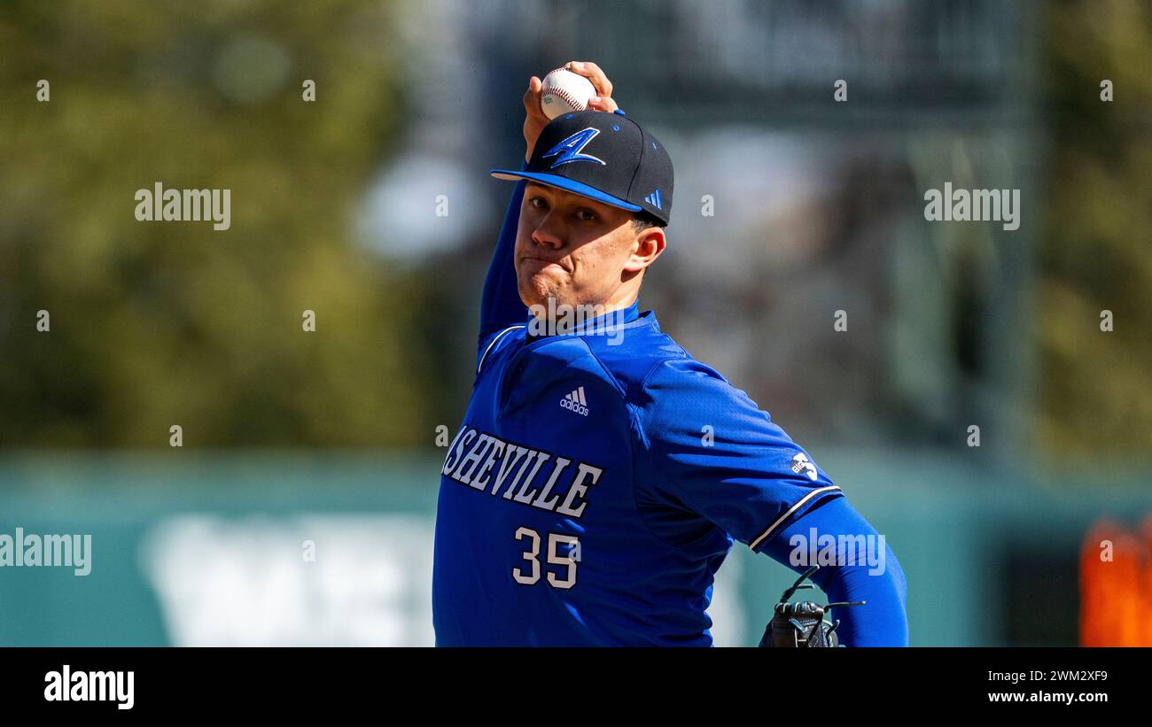 UNC Asheville pitcher Justin Needles (35)pitches during an NCAA ...