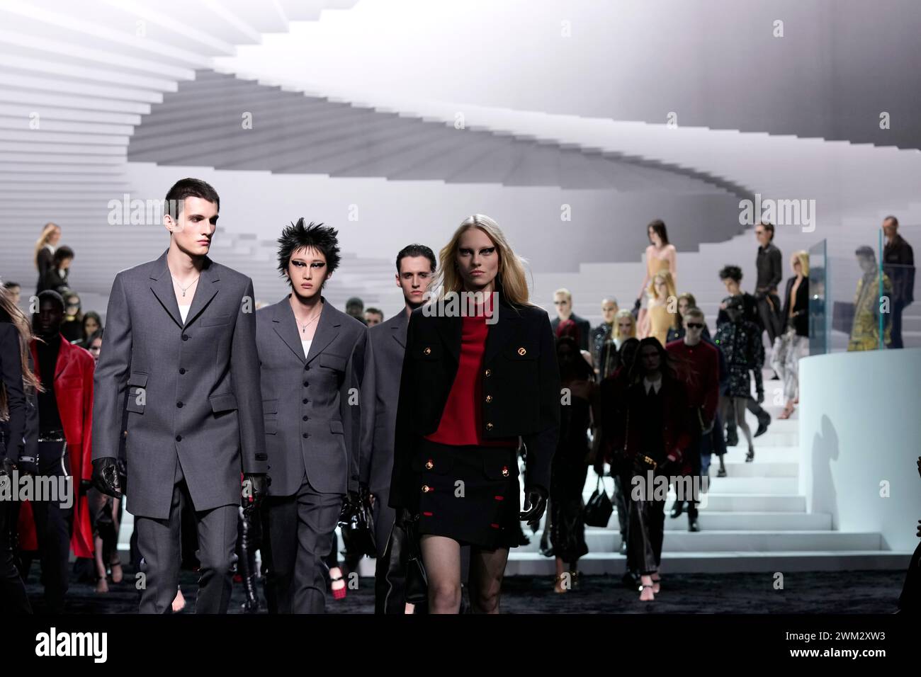 Models wear creations as part of the Versace women's Fall-Winter 2024 ...