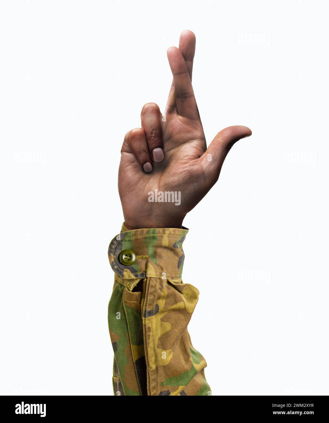 Man hand crossing fingers on a white isolated background Stock Photo ...