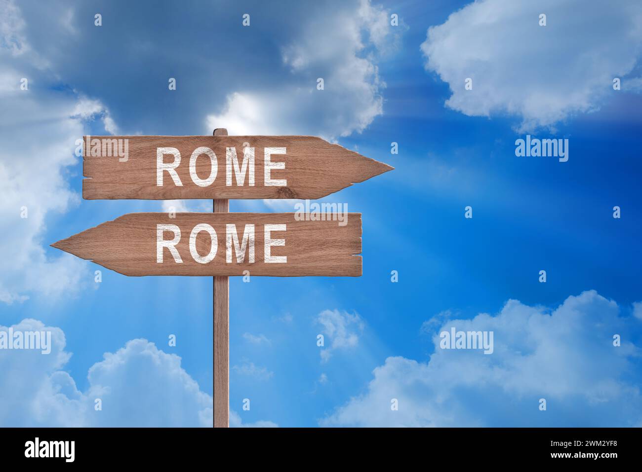 Rome road sign. Welcome to Rome, Italy. Entering Rome. All ways leads ...