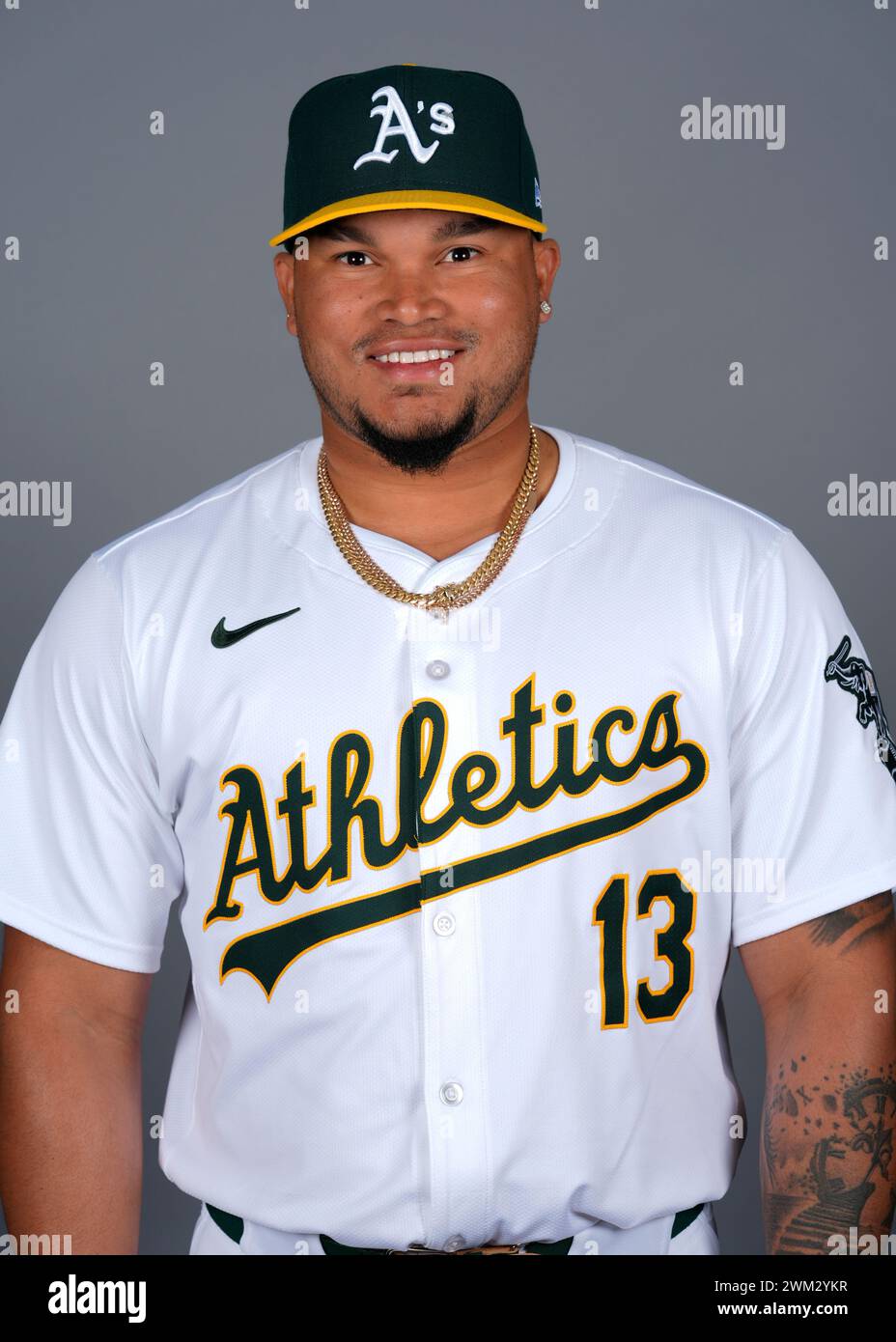 This is a 2024 photo of Jordan Diaz of the Oakland Athletics baseball ...