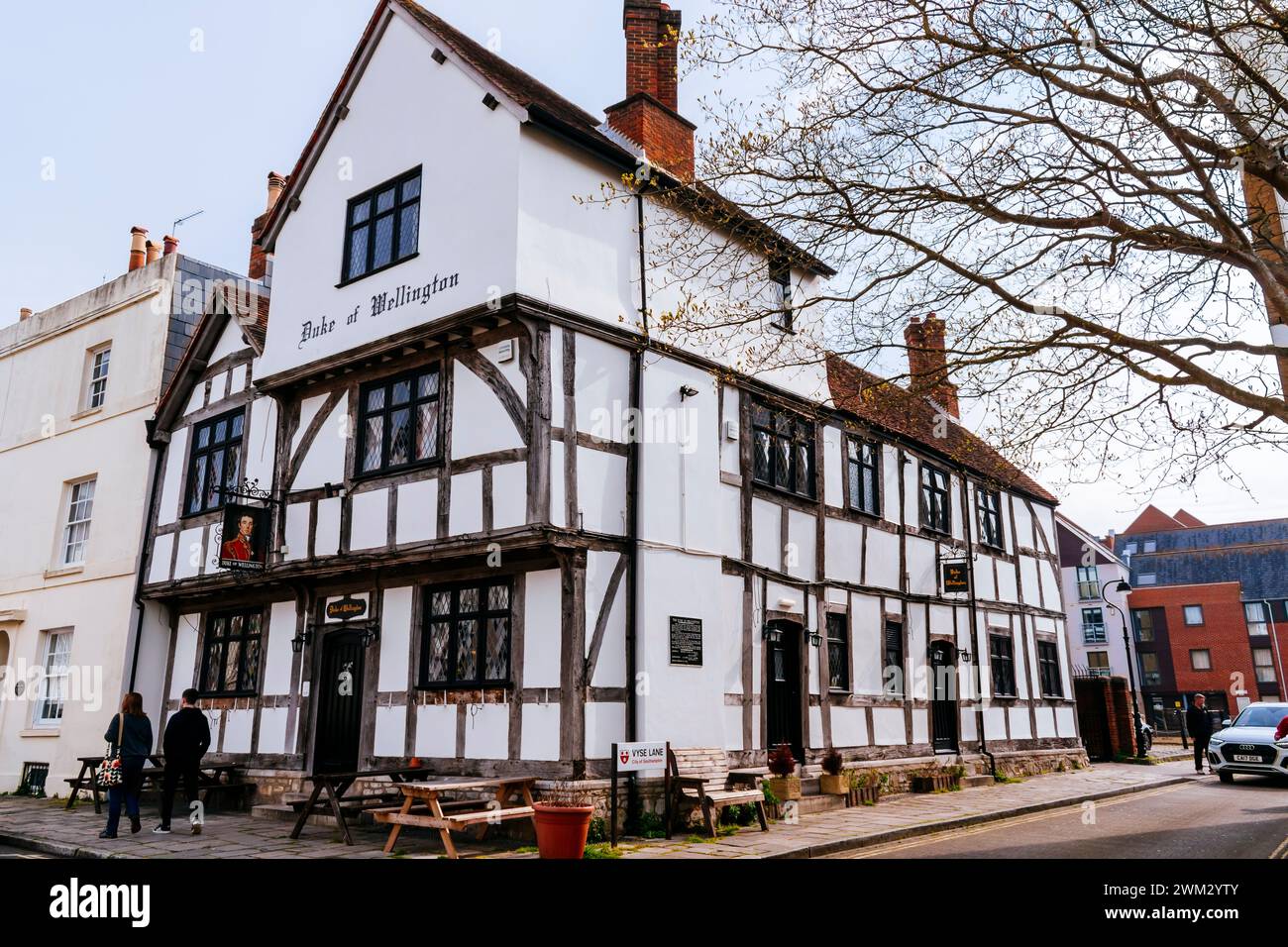 The Duke of Wellington pub sits within a historic building with old ...