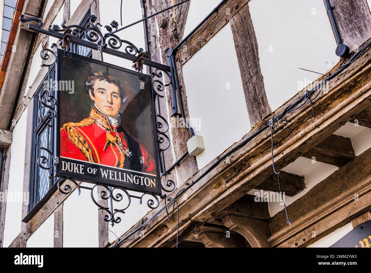 The Duke of Wellington pub sits within a historic building with old ...