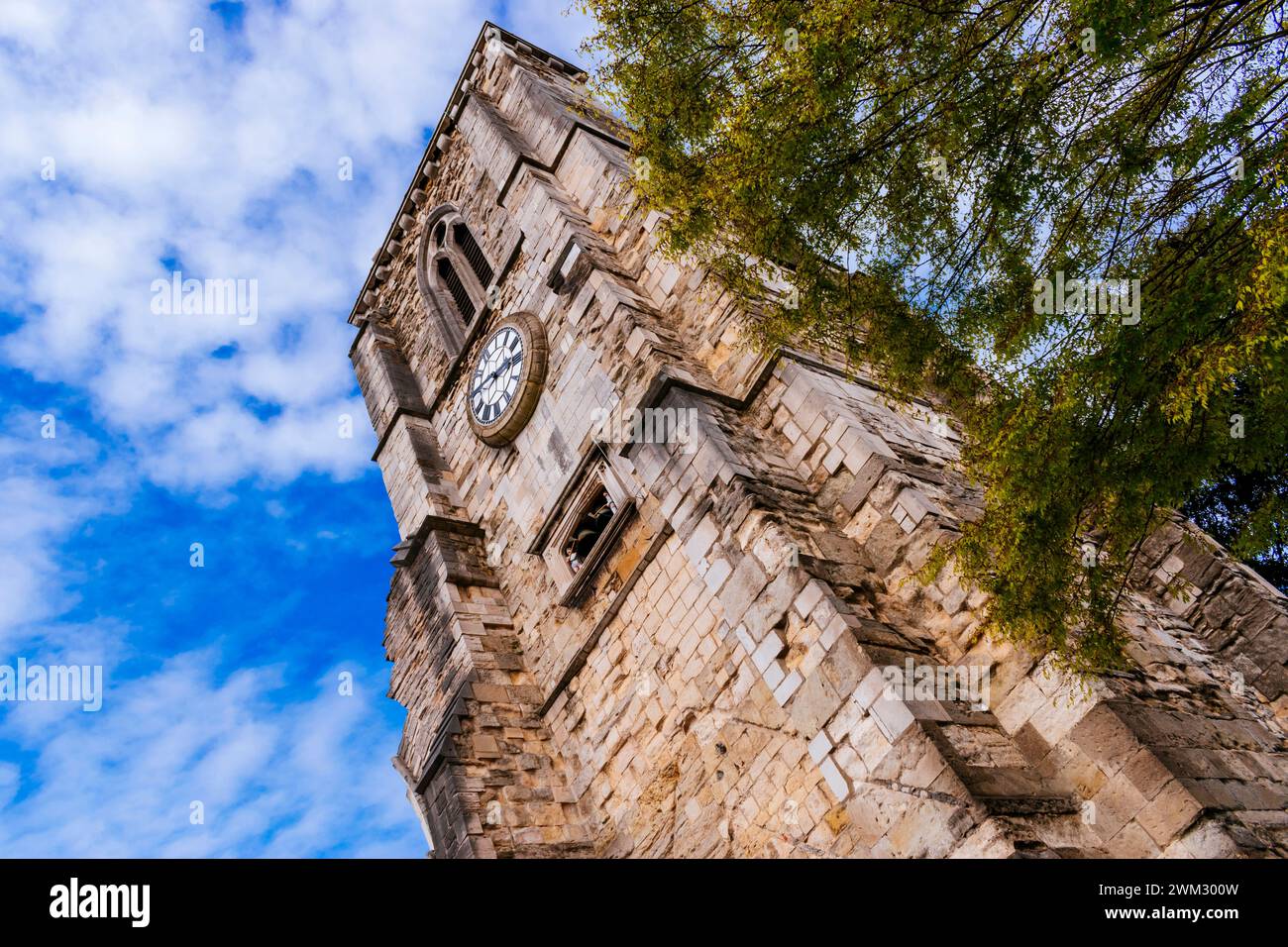 Detail of the tower with the clock and the carillon. Holyrood Church ...