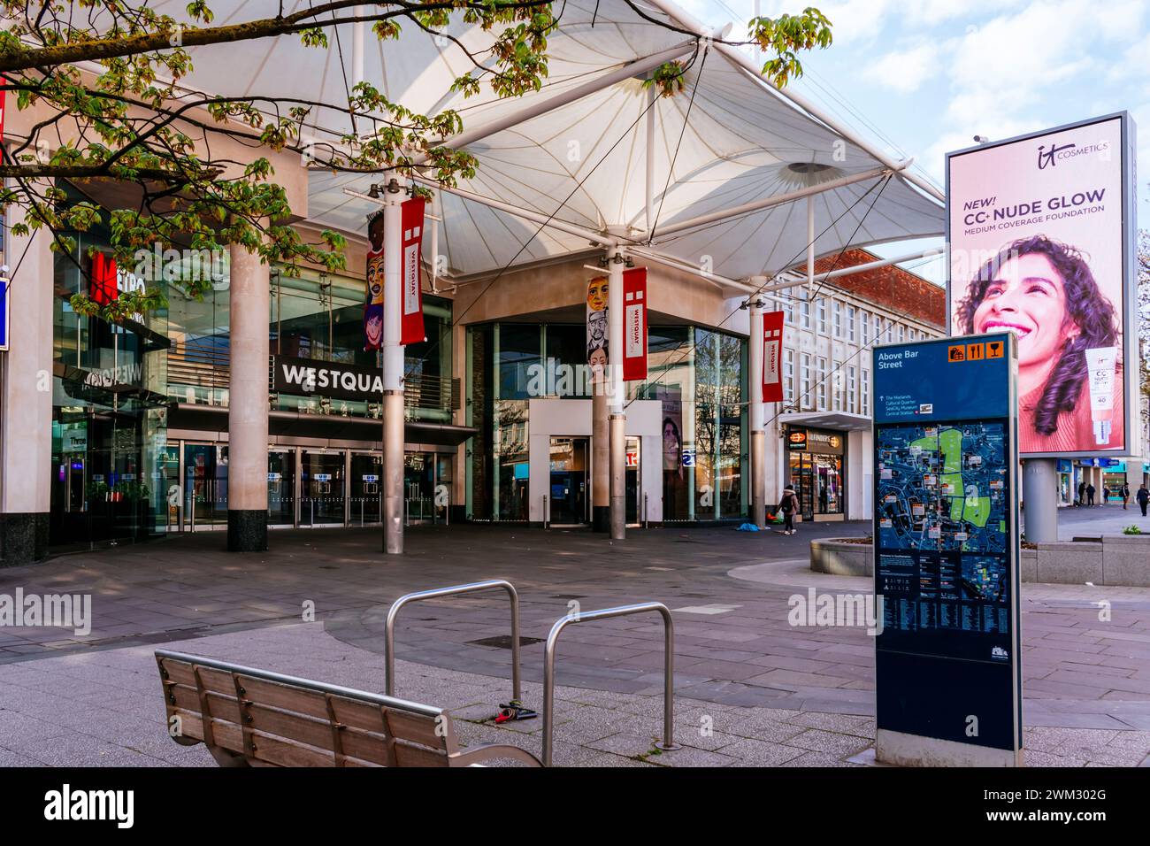 Above Bar Street and entrance to WestQuay Shopping Centre. Southampton ...