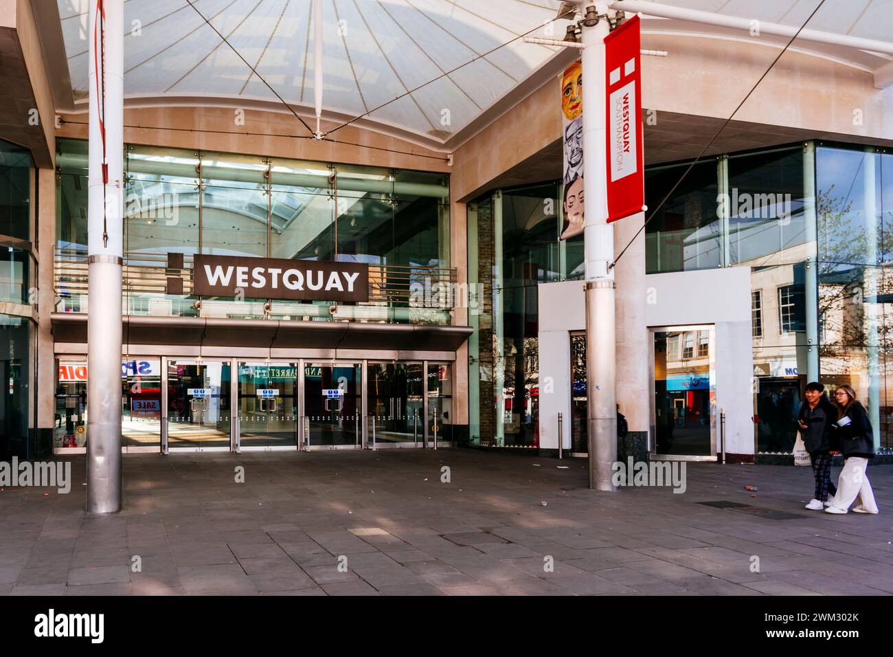 Above Bar Street and entrance to WestQuay Shopping Centre. Southampton ...