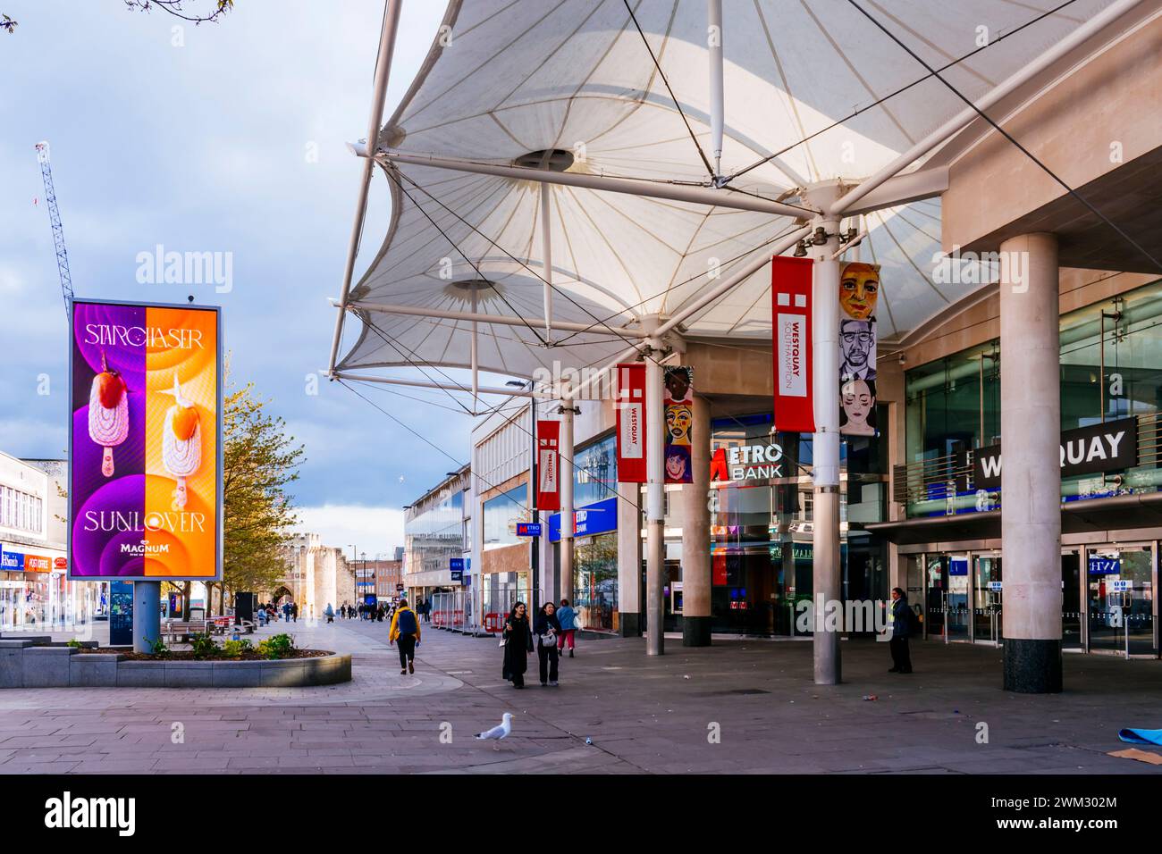 Above Bar Street and entrance to WestQuay Shopping Centre. Southampton ...