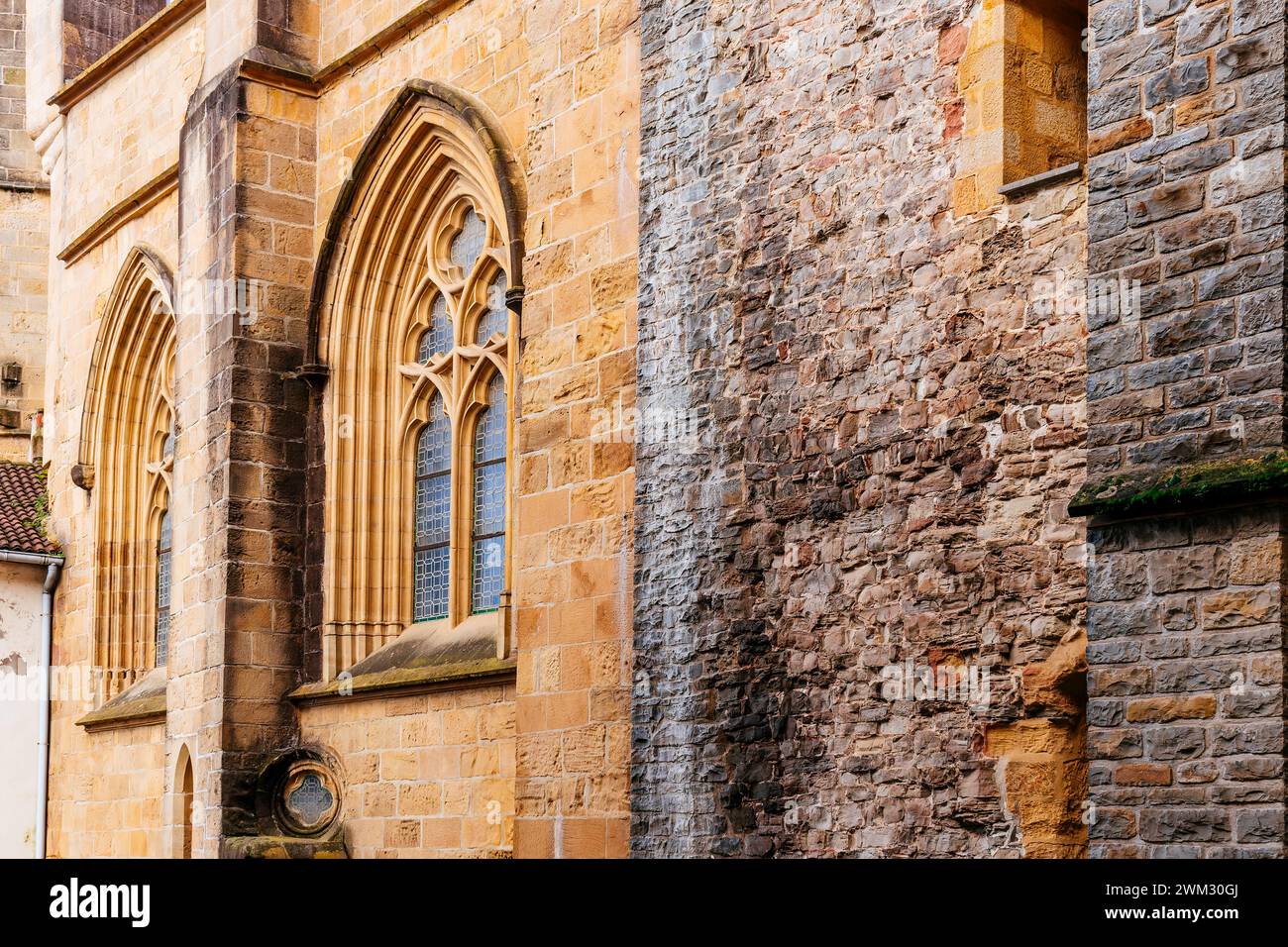 Gothic window detail. Church of San Salvador is a Gothic style ...