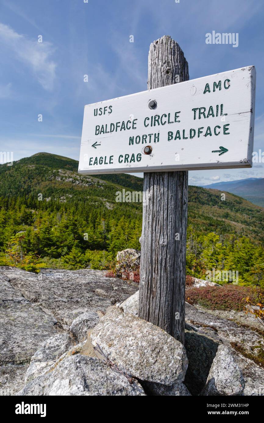 Baldface Circle Trail in the White Mountains, New Hampshire on a cloudy ...
