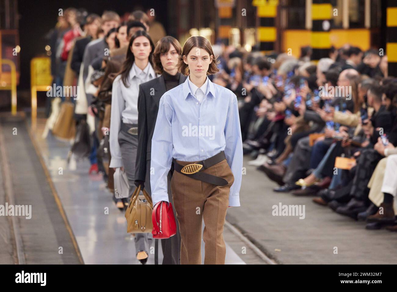 News - TOD S - FW 24-25 - FASHION SHOW Models walk the runway for the finale during Tod s ...