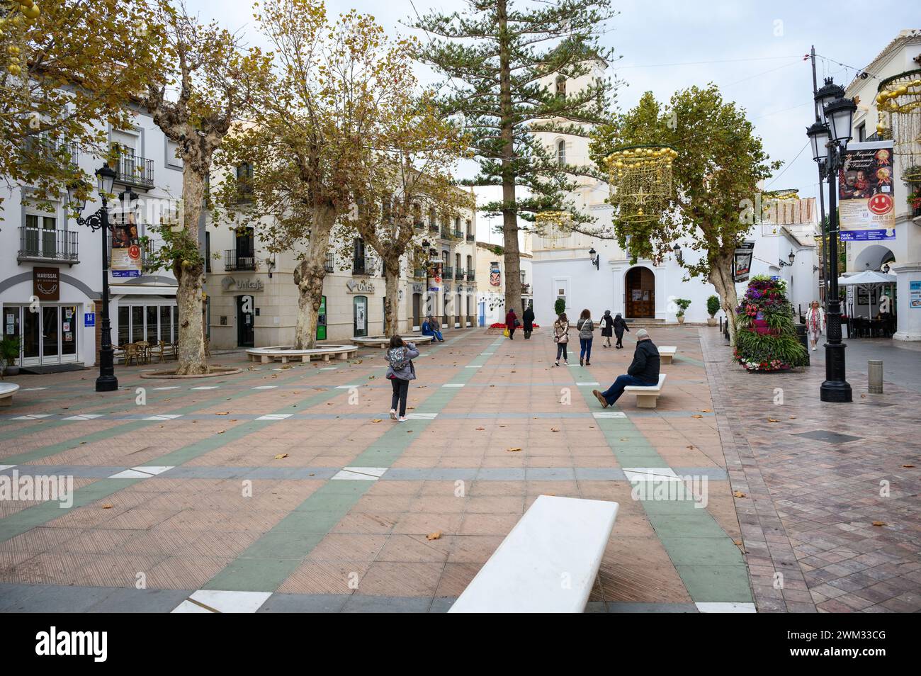 Historic centre of Nerja with bars, restaurants and typical shops ...