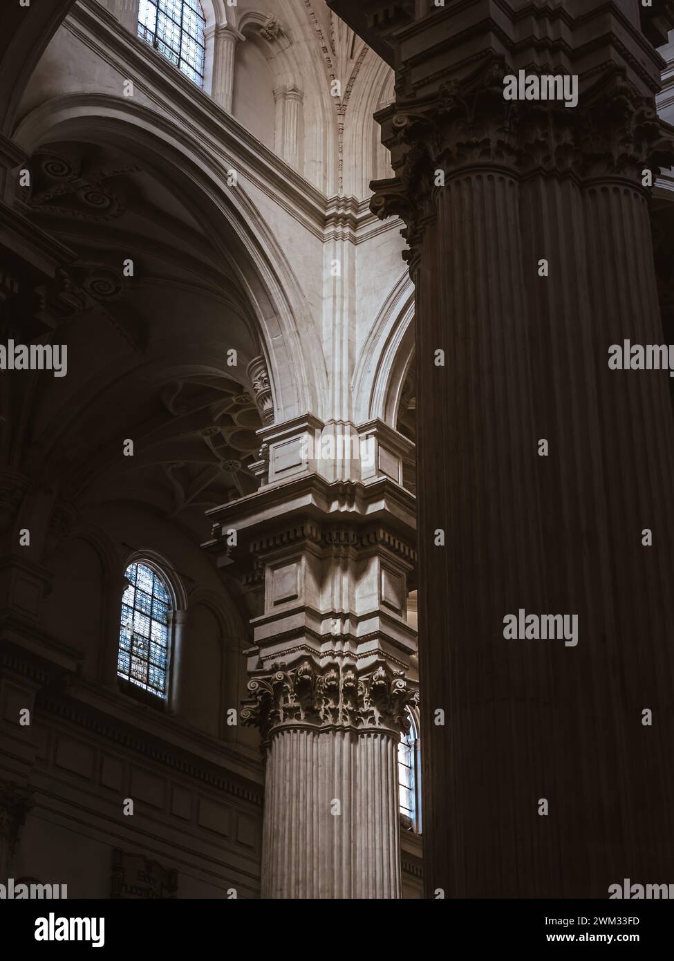 A marble column of Granada Cathedral Interior - Granada, Andalusia ...
