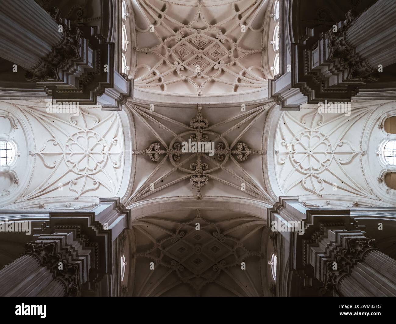 Interior ceiling of the Cathedral of incarnation in Granada, Spain ...