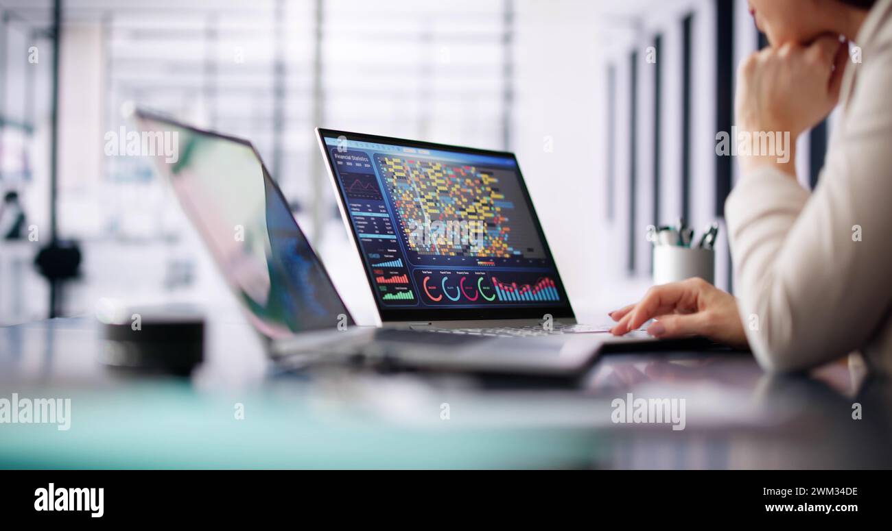 Data Analyst Using Data Analytics KPI Dashboard Stock Photo - Alamy