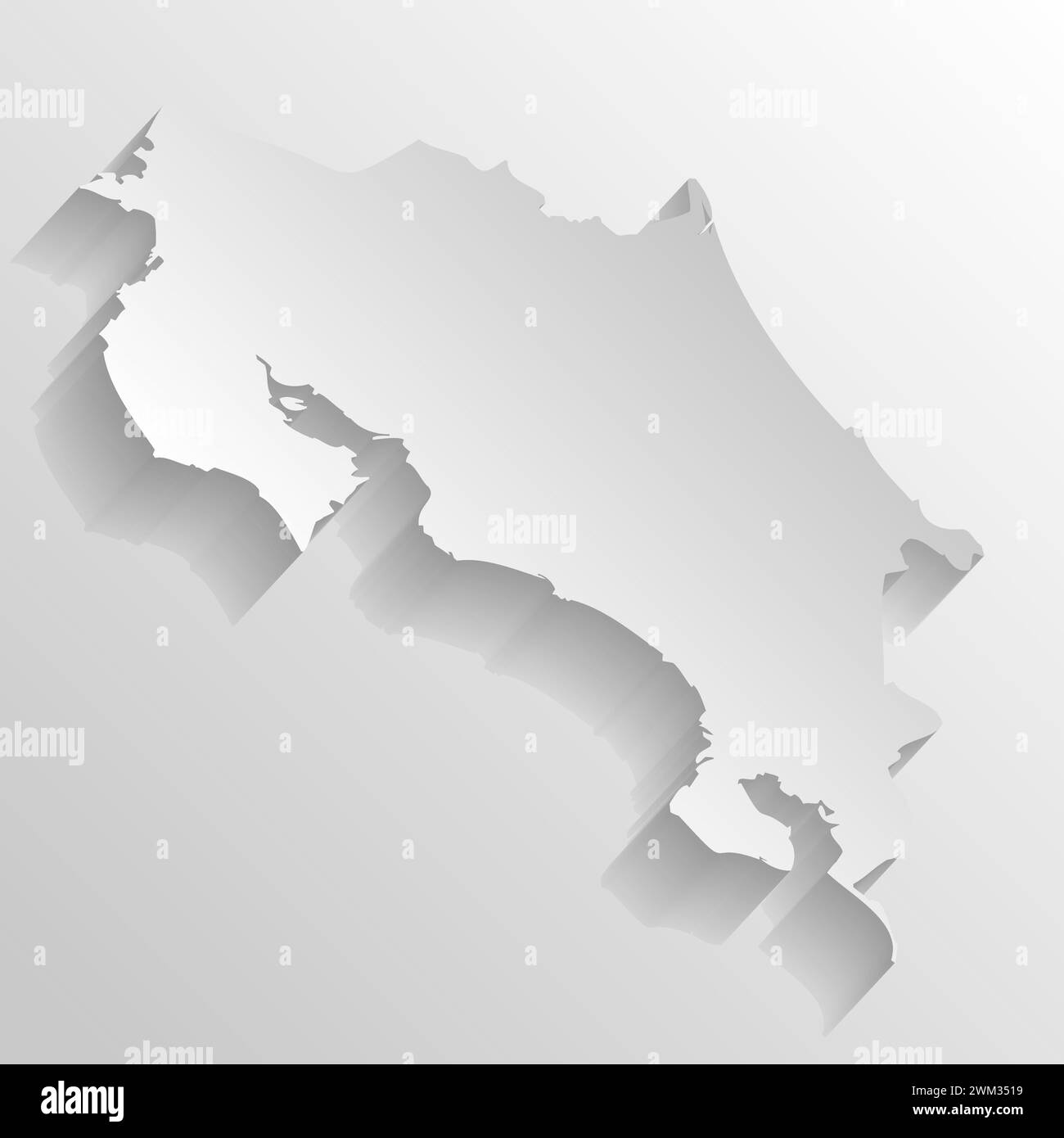 Costa Rica country silhouette. High detailed map. White country ...