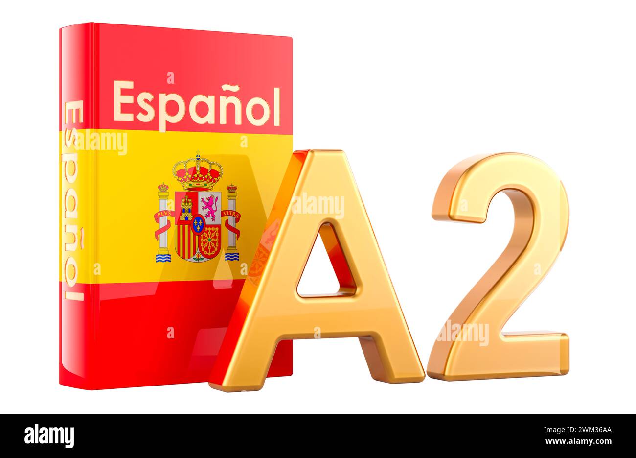 A2 Spanish level, concept. Level pre intermediate, 3D rendering ...