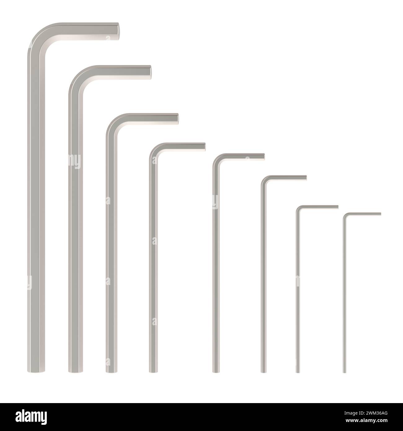 Set of hex keys, hex wrenches. 3D rendering isolated on white ...