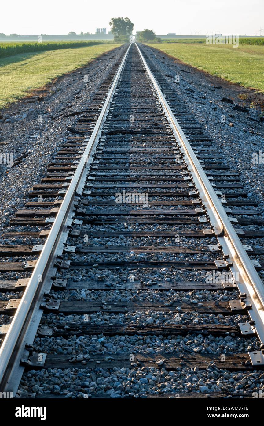 Train Tracks into the distance, Remington, IN, USA Stock Photo - Alamy