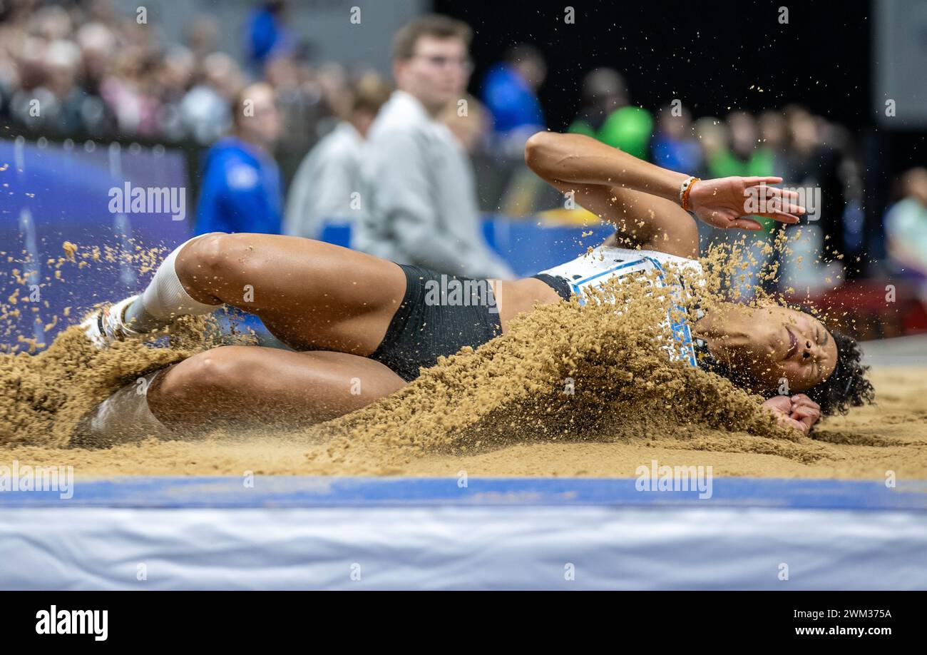23 February 2024, Berlin: Athletics: Istaf Indoor, long jump women ...