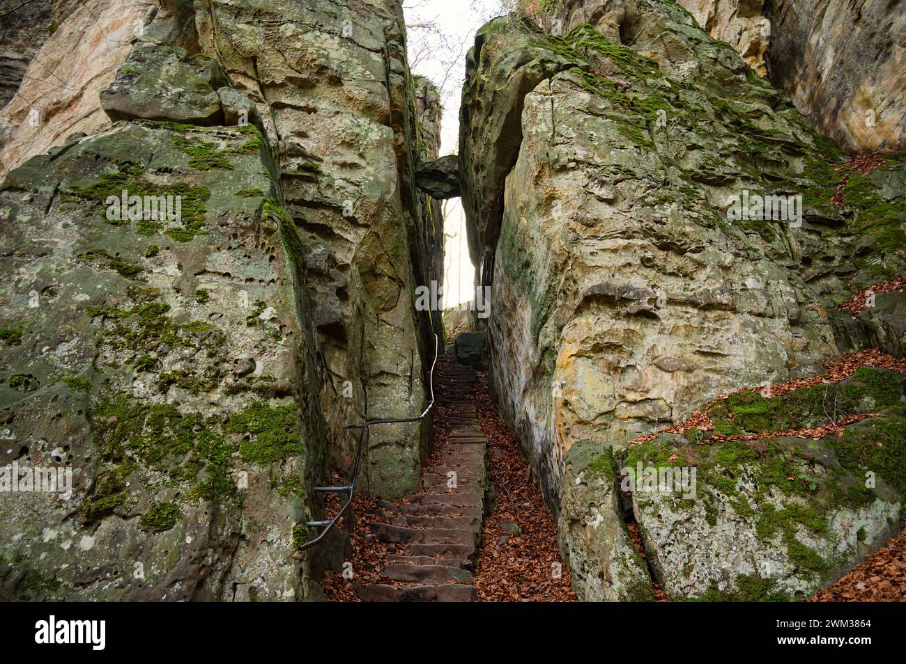Devil Gorge at the Eifel, Teufelsschlucht with mighty boulders and ...