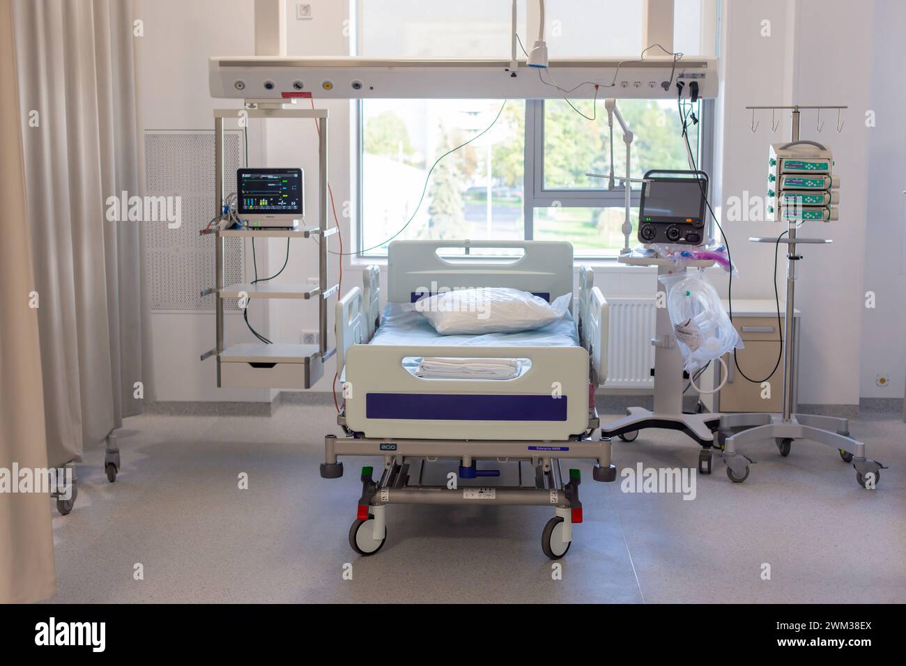 Moscow, Moscow region, Russia - 03.09.2023:An empty, sunlit hospital ...