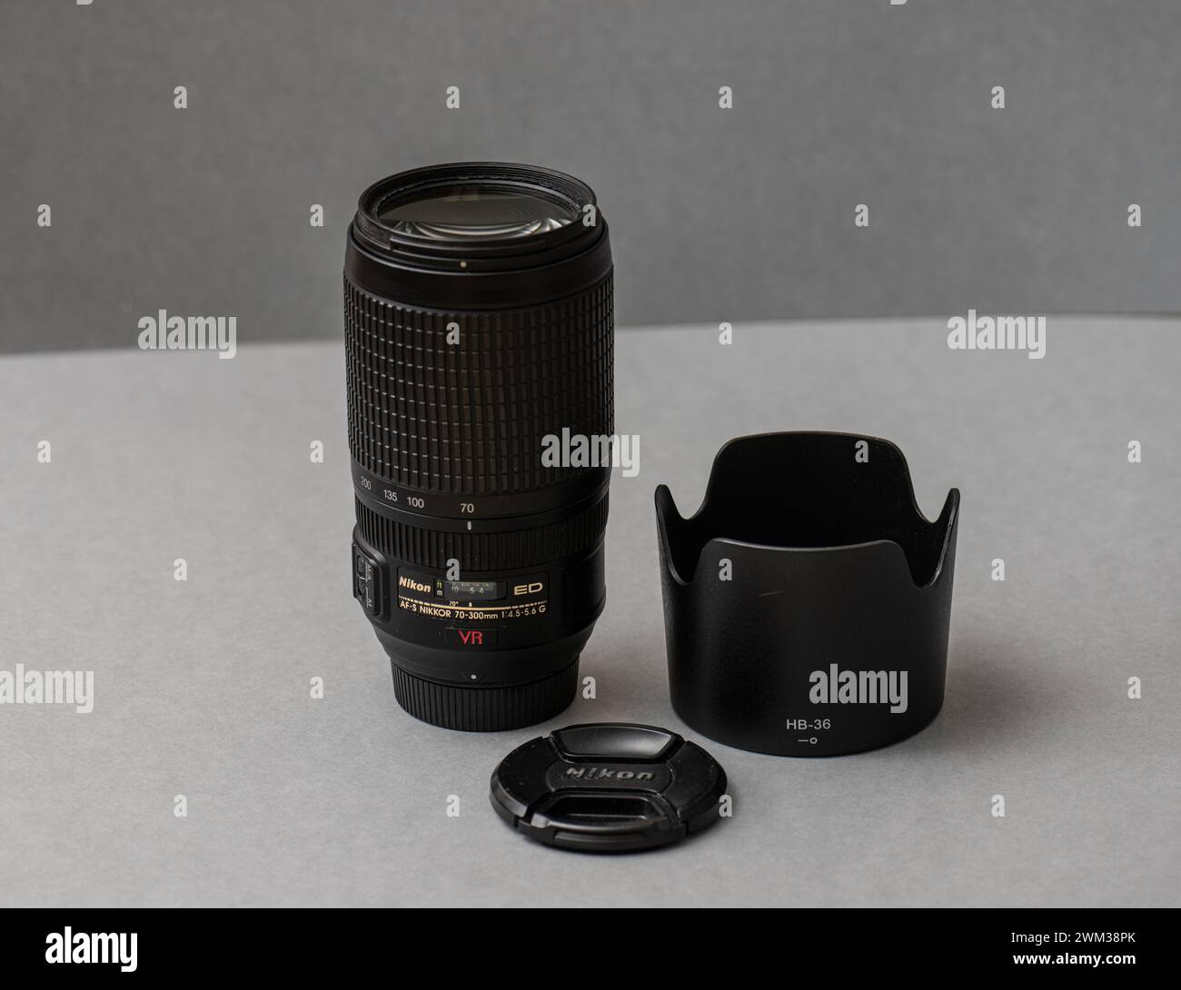 Gothenburg, Sweden - november 13 2022: Nikon 70-300mm VR zoom lens on a ...