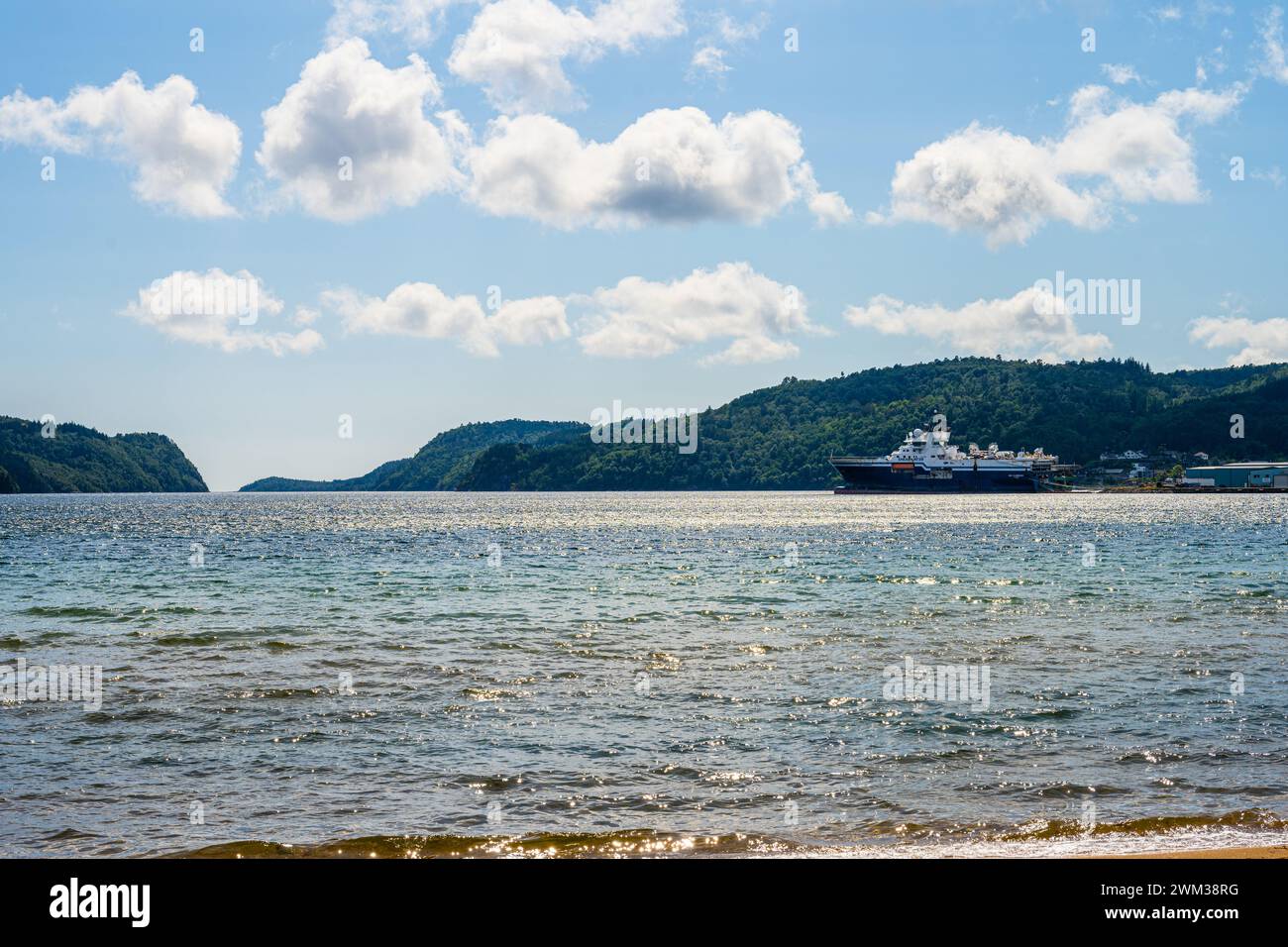 Lyngdal, Norway - July 06 2023: Seismography ship laid up in Lyngdal ...
