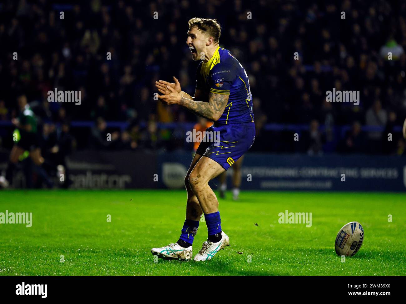 Warrington Wolves' Sam Powell celebrates during the Betfred Super ...