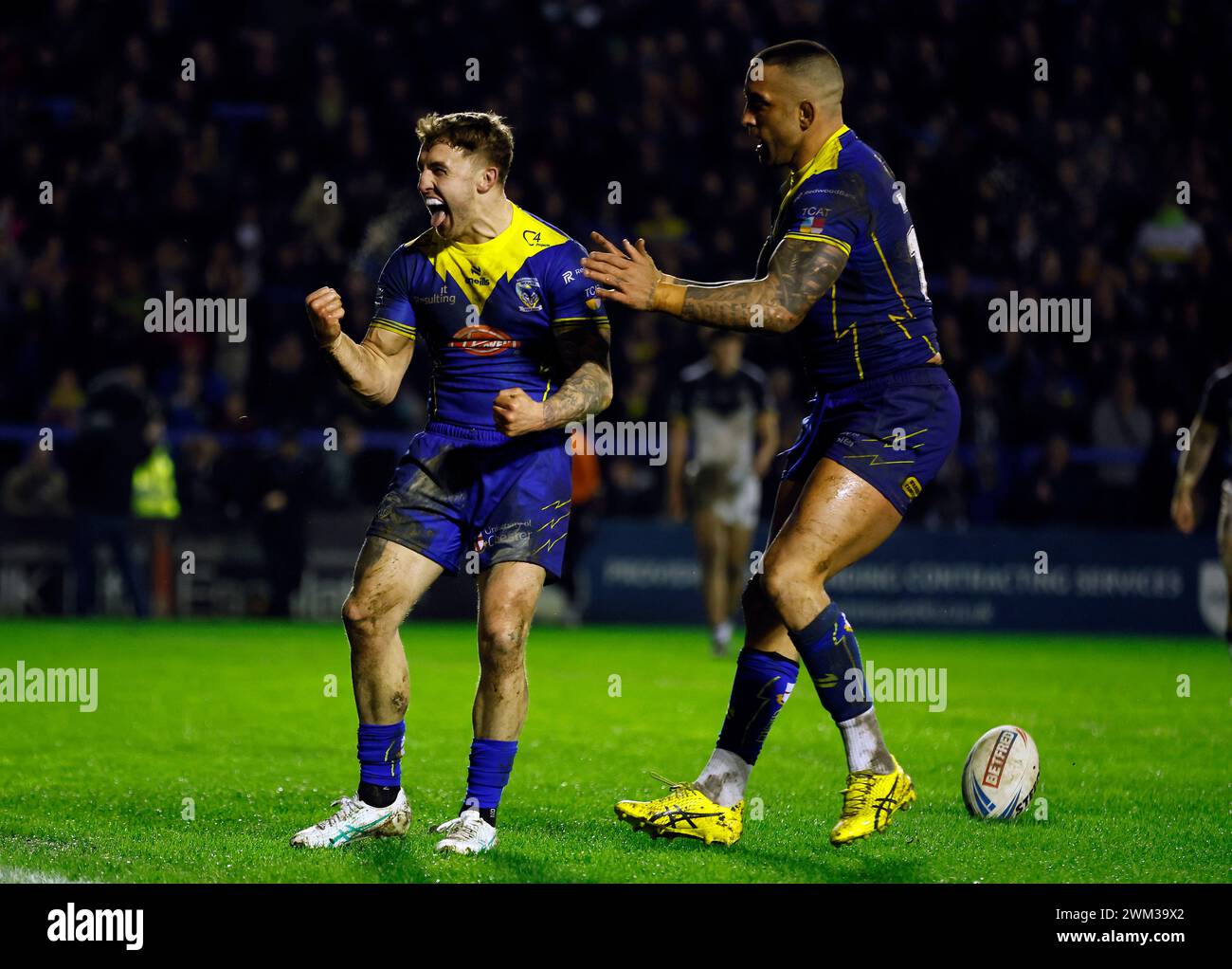 Warrington Wolves' Sam Powell celebrates during the Betfred Super ...