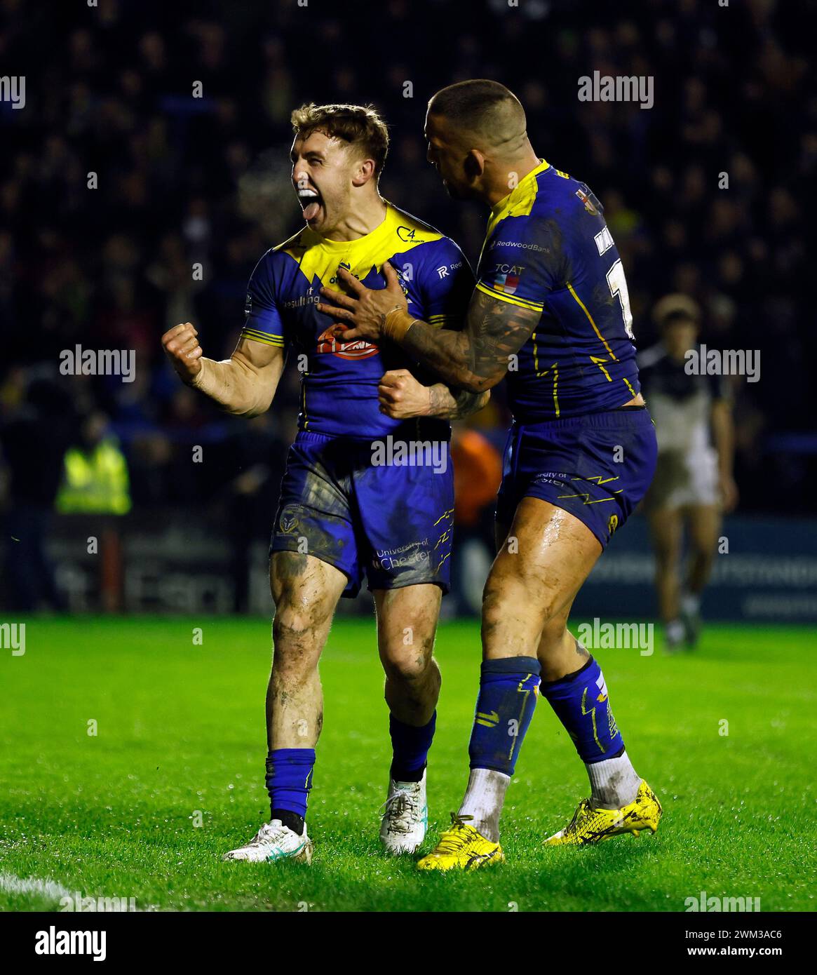 Warrington Wolves' Sam Powell celebrates during the Betfred Super ...