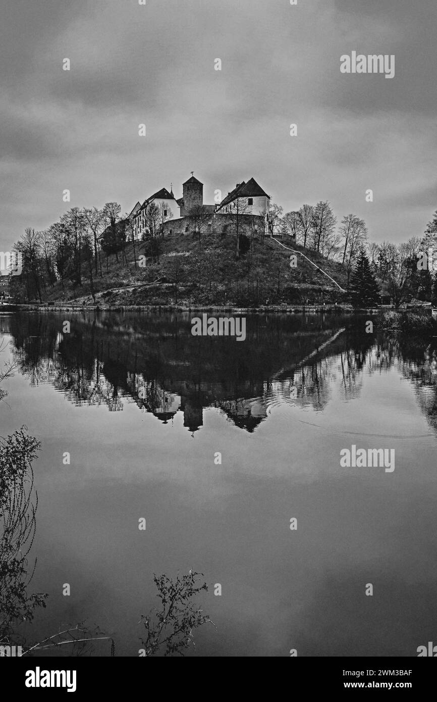 Castle on hill blue Black and White Stock Photos & Images - Alamy