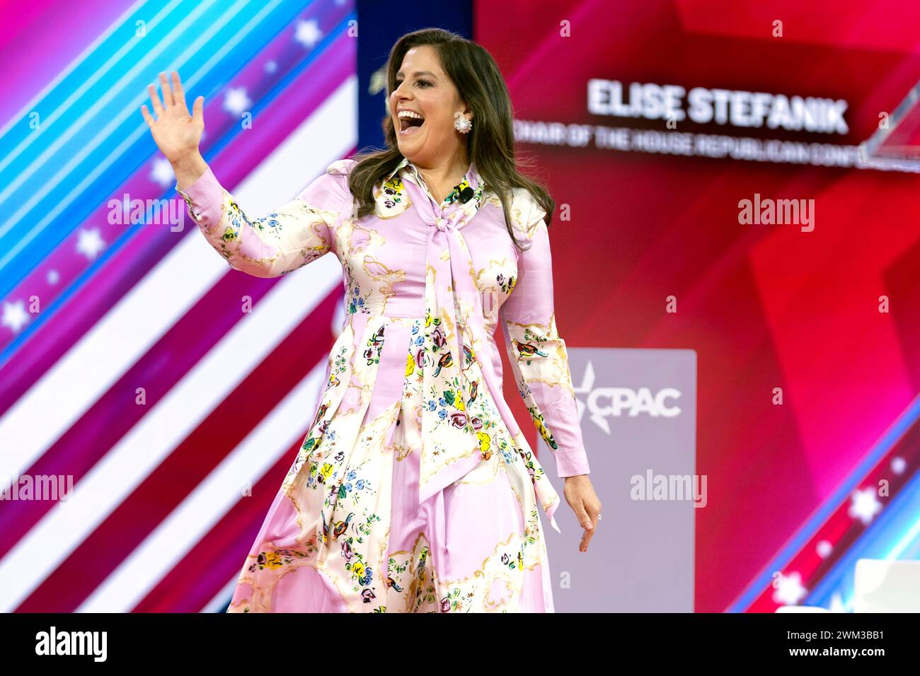 Republican Conference Chair Rep. Elise Stefanik, R-N.Y., waves to ...
