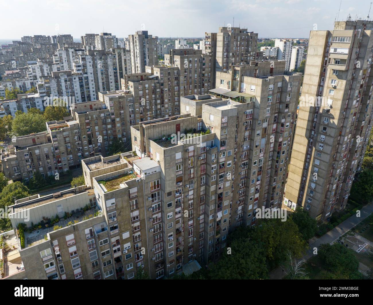Aerial Shot of Living Discrict in Belgrade, Serbia. Brutalist Typical ...