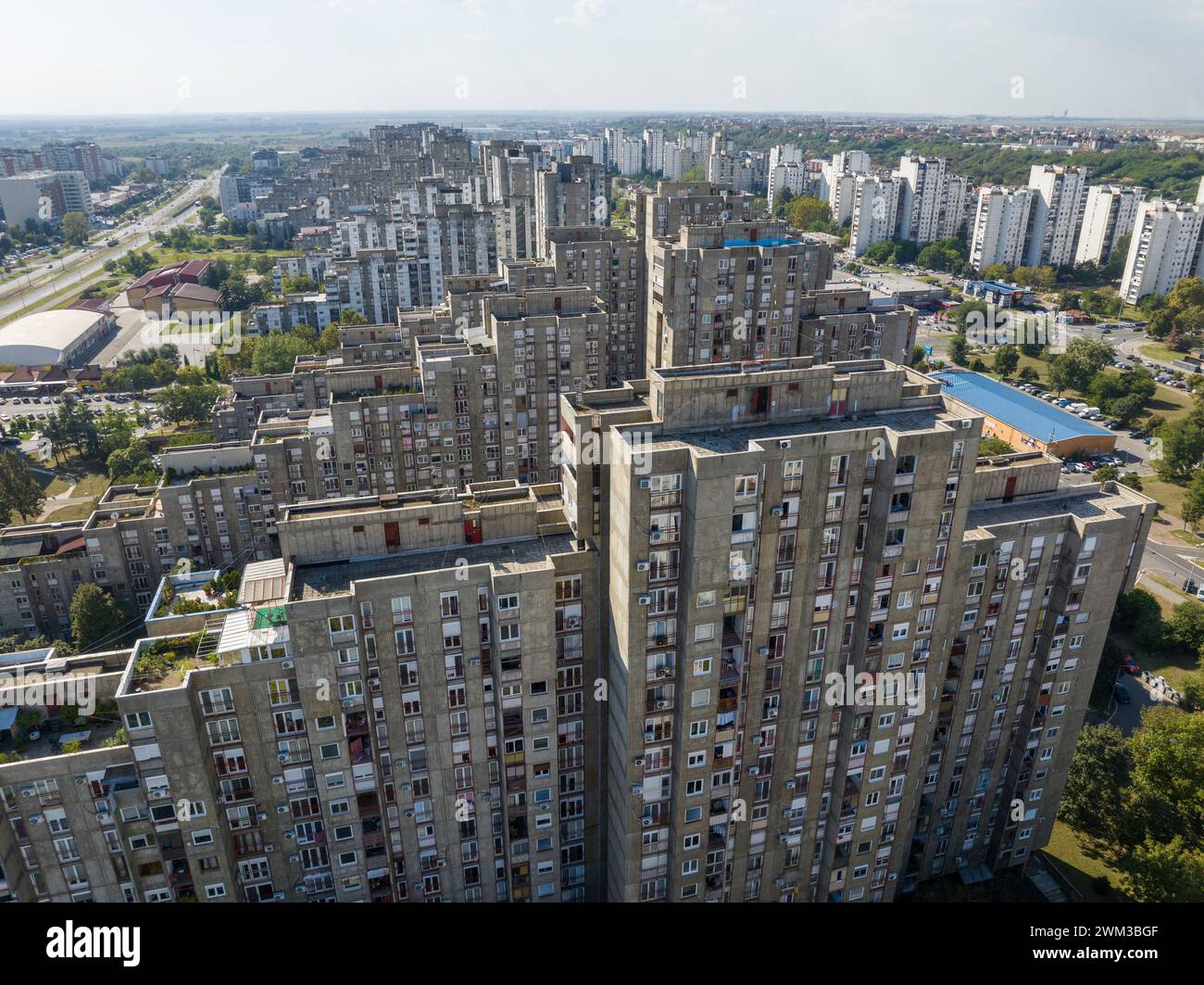 Aerial Shot of Living Discrict in Belgrade, Serbia. Brutalist Typical ...