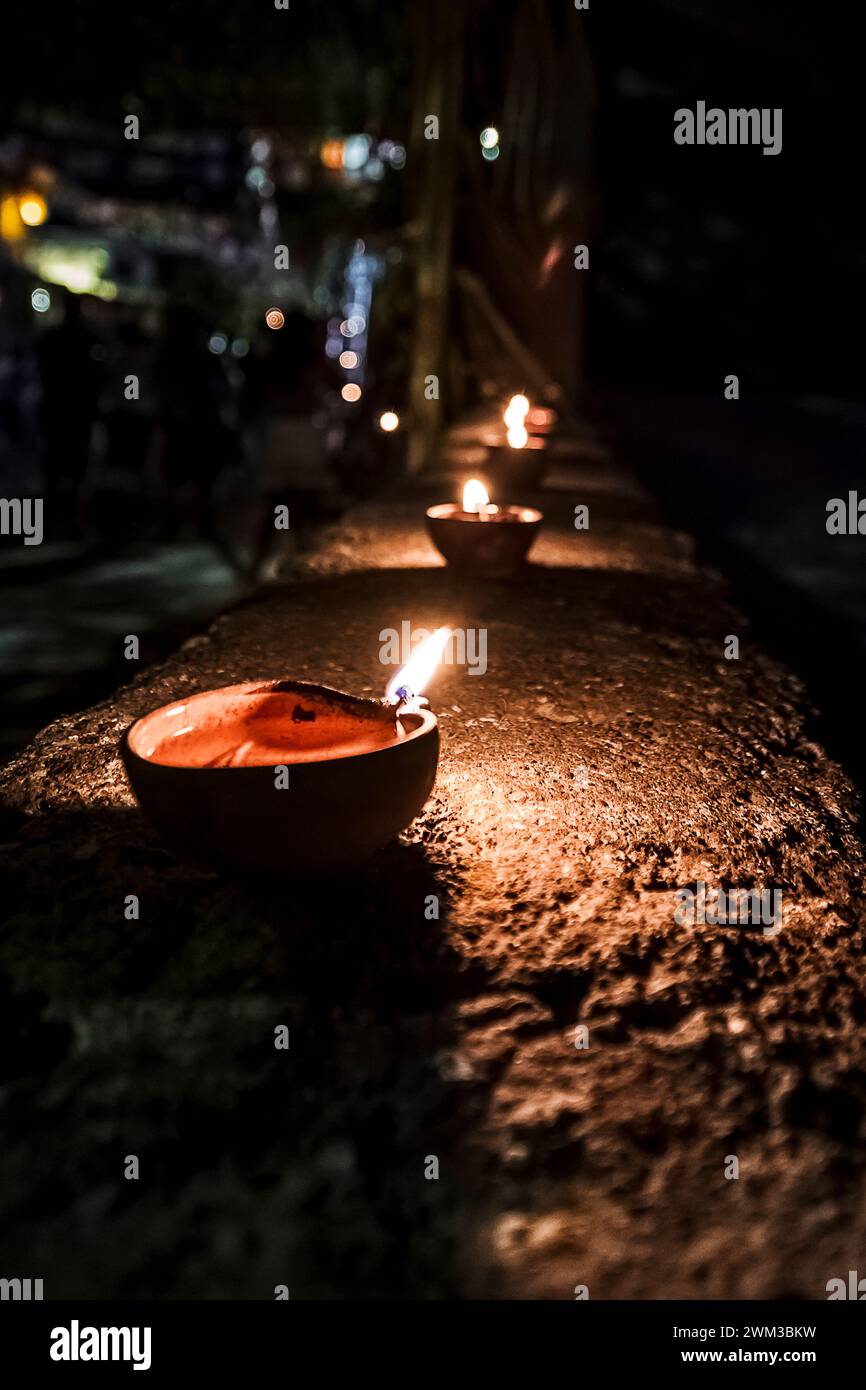 candles along the way illuminate the path of the celebration Stock ...
