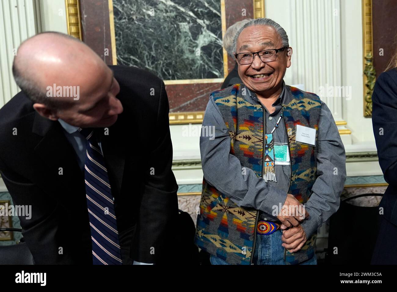 Chair Gerry Lewis of the Yakama Nation, right, is all smiles as he ...