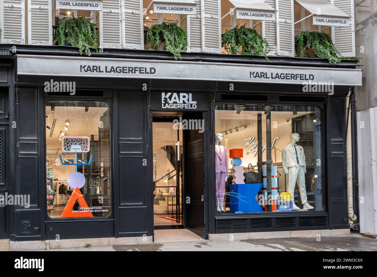 Exterior view of a Karl Lagerfeld boutique, a ready-to-wear fashion ...