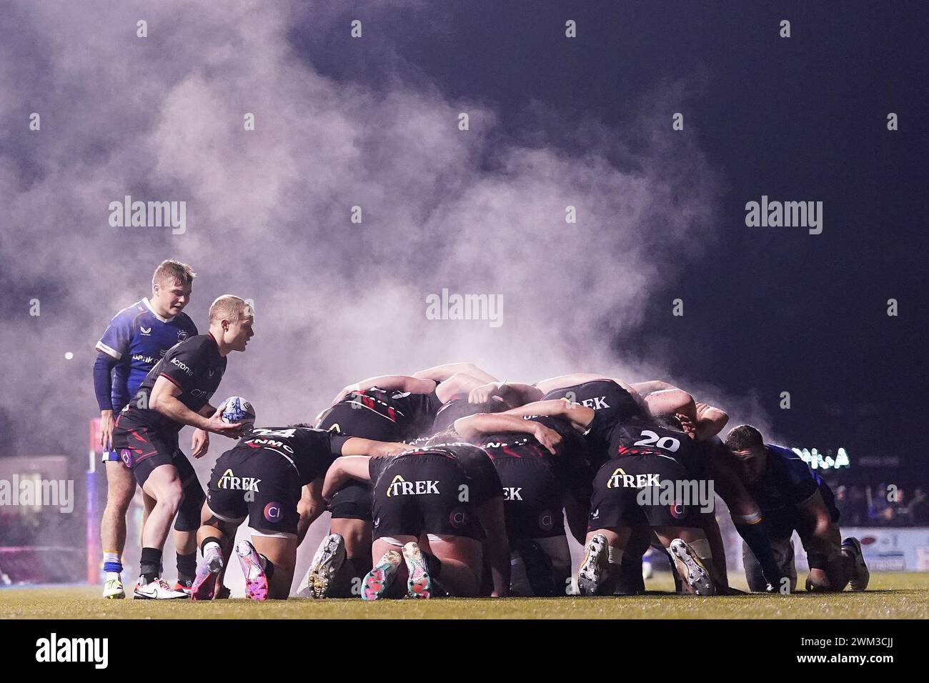 Steam rises from a scrum during the friendly match at the StoneX ...