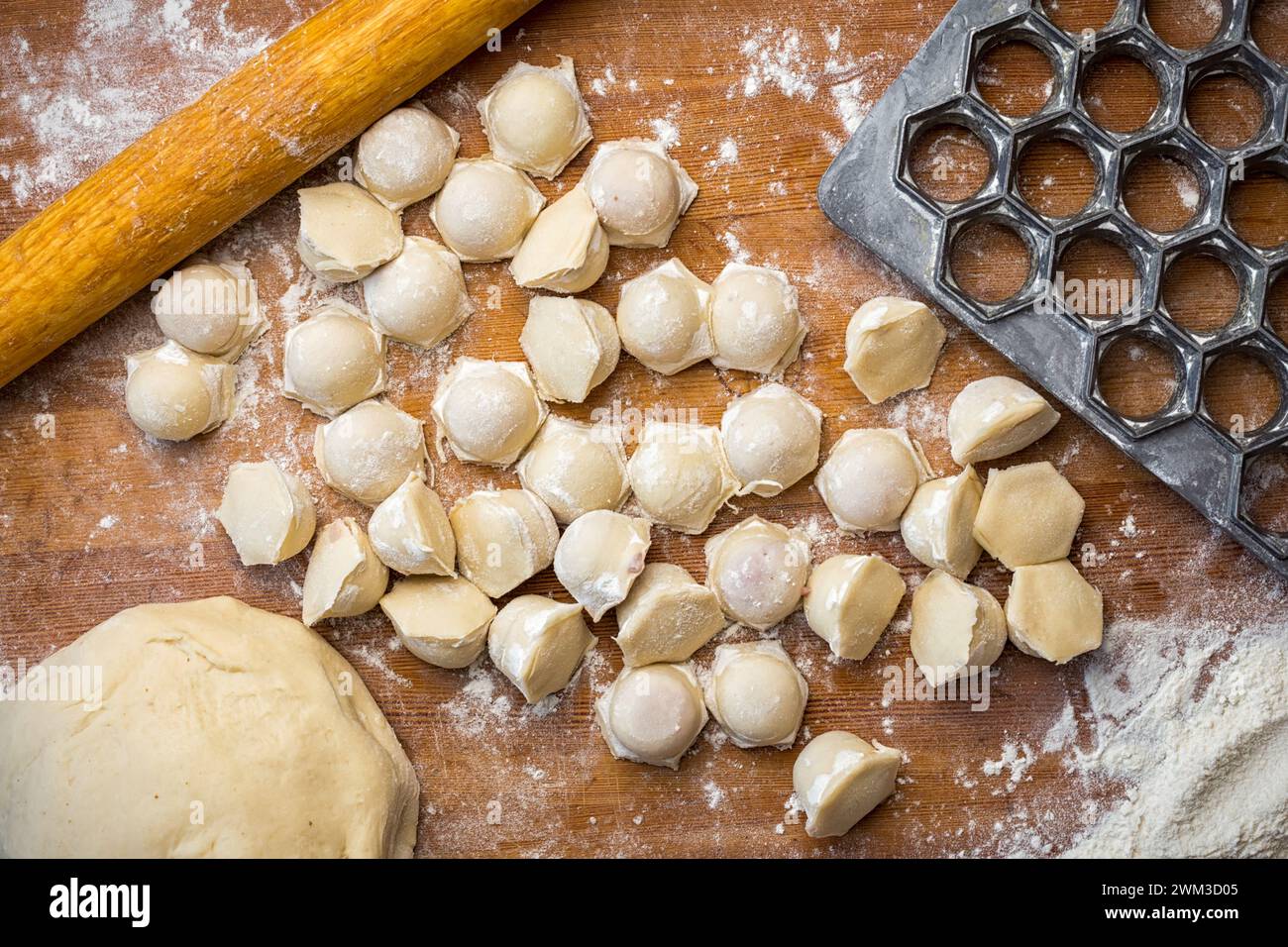 Special cooking form for dumplings. Homemade dumplings cooking process ...