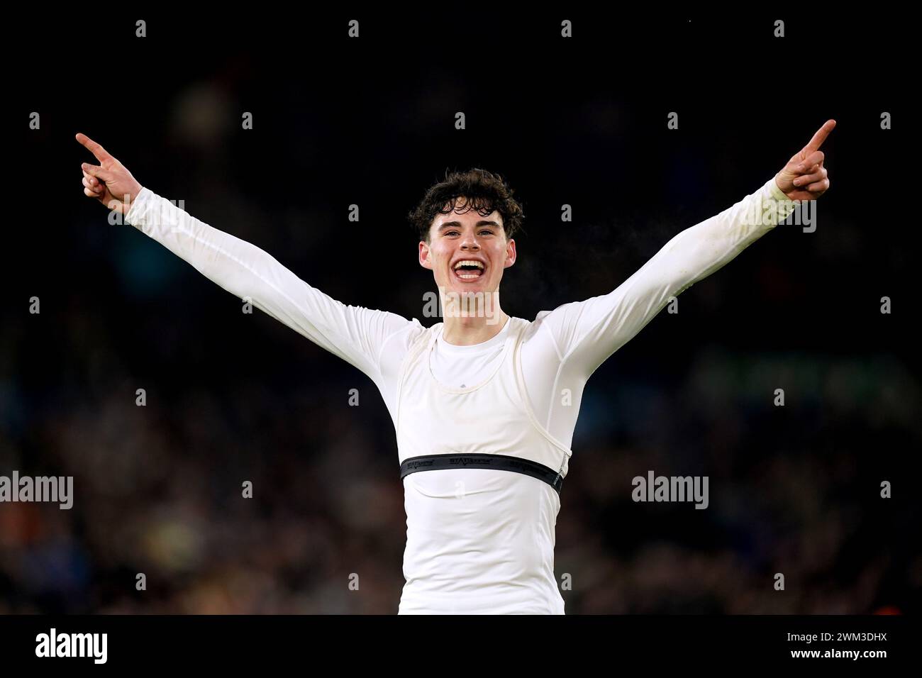 Leeds United's Archie Gray celebrates their victory at the end of the ...