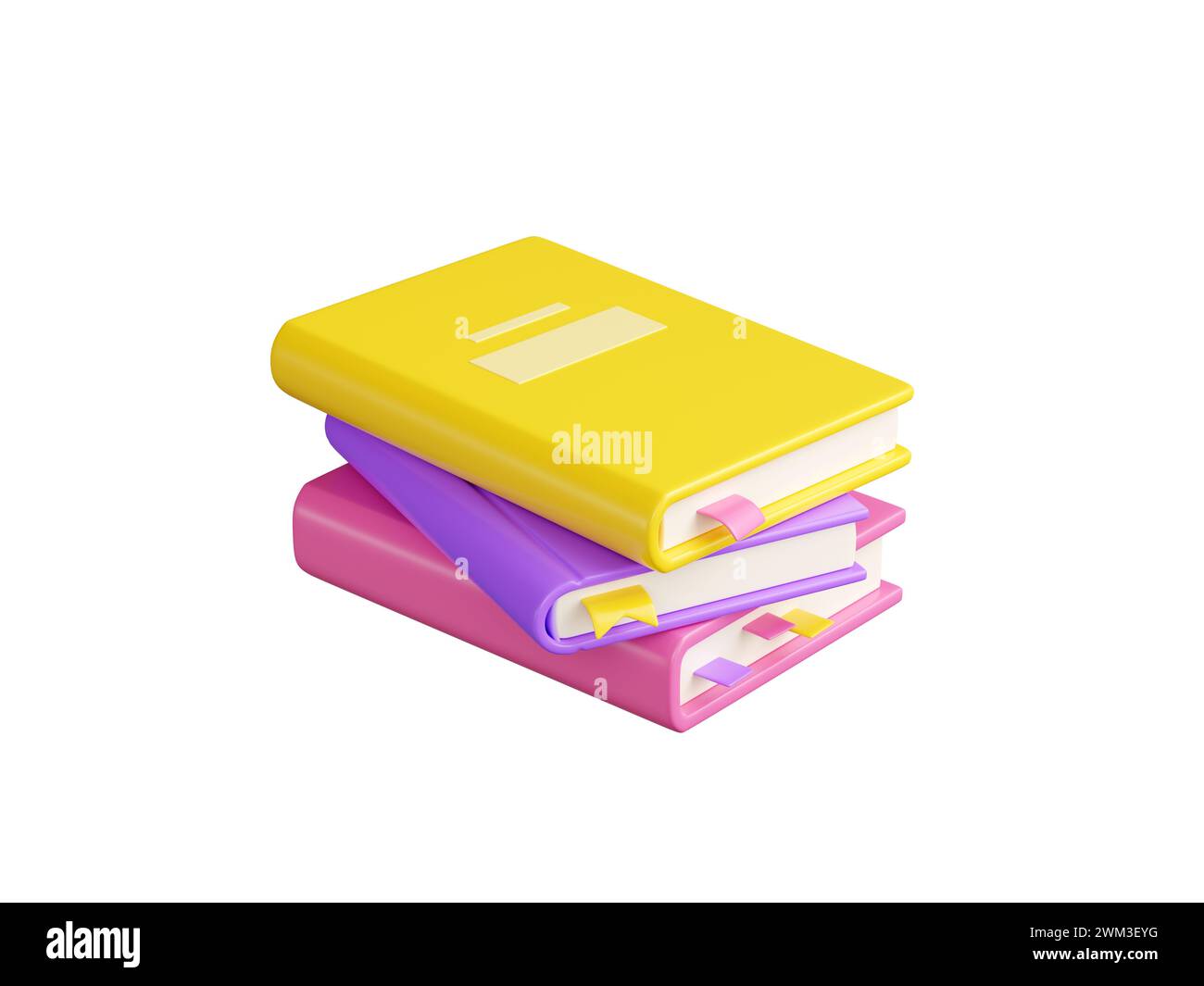 Pile of paper books for reading and education. 3D render illustration ...