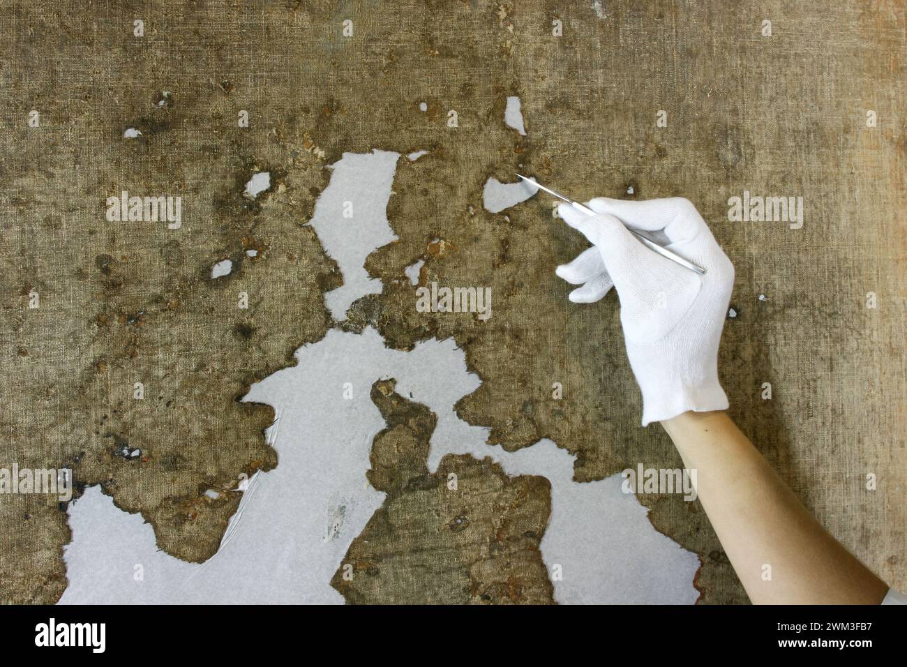 restoration and conservation of a very old canvas, restoration of a ...