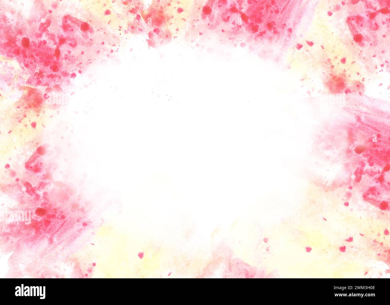 Abstract frame template with watercolor pink yellow and rosa stains ...