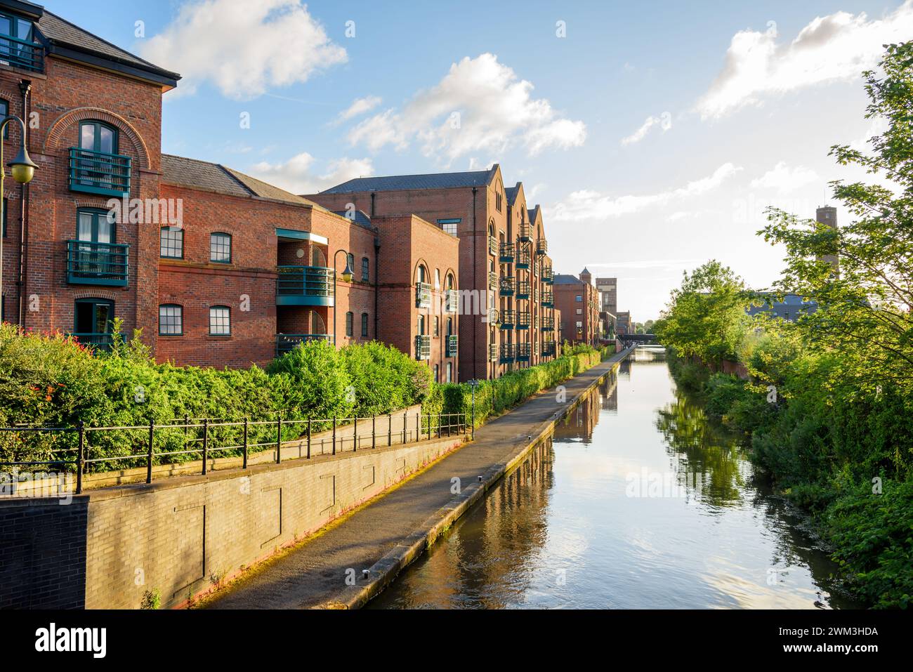 Brick apartment buildings and converted warehouses in a redevelopment ...
