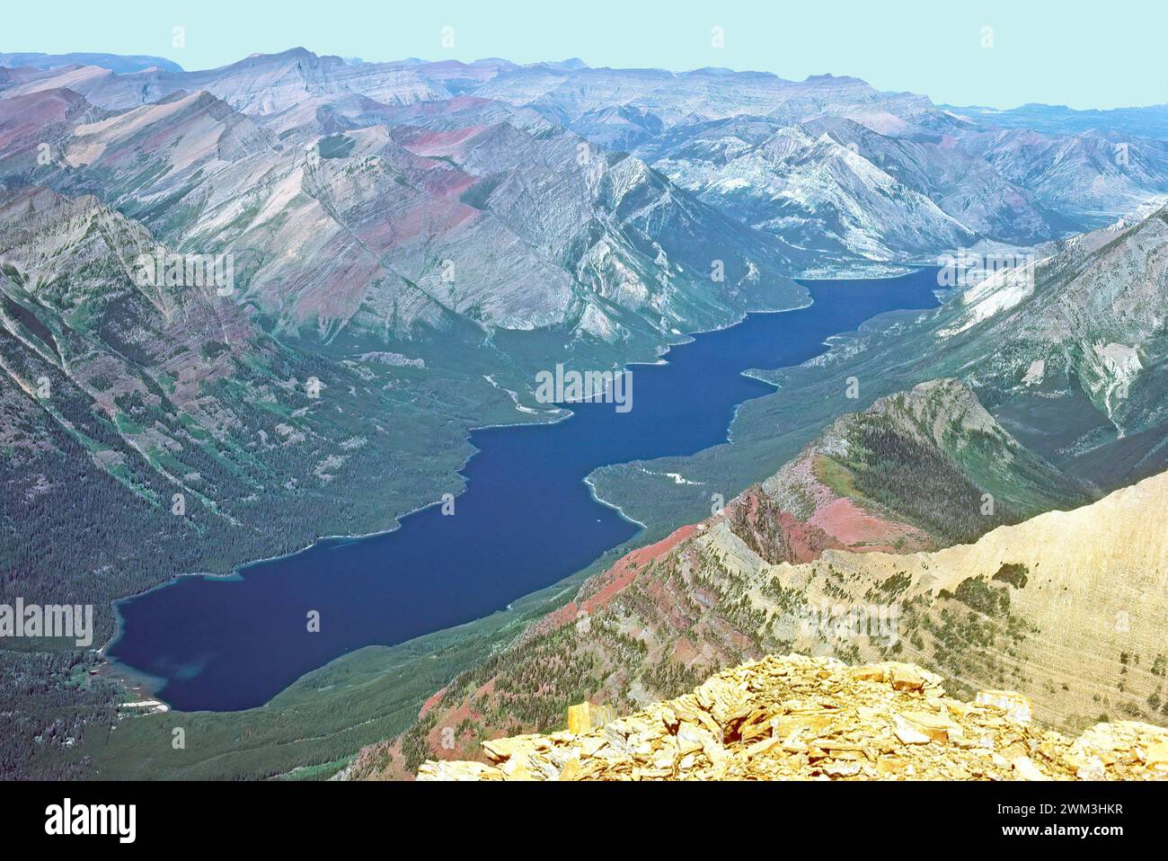 Waterton Lake From the Top Of Mount Cleveland on the US and Canada ...