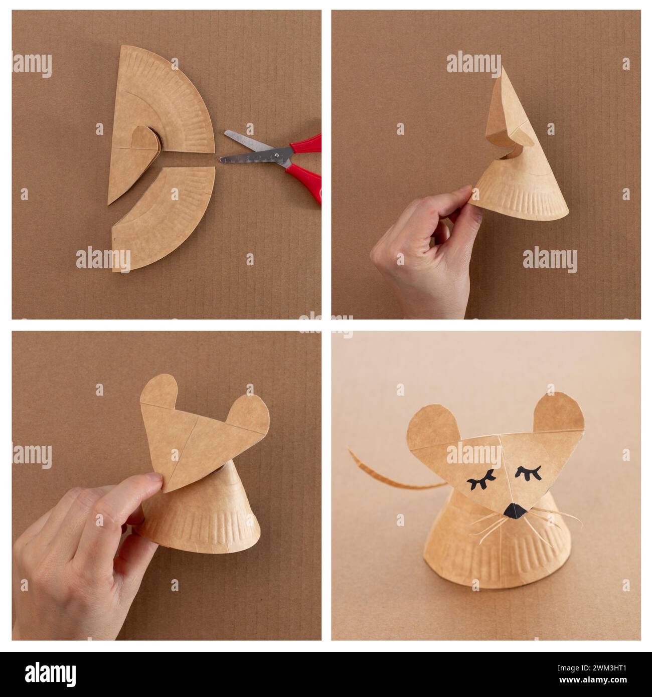 how to make a paper plate mouse craft Stock Photo - Alamy