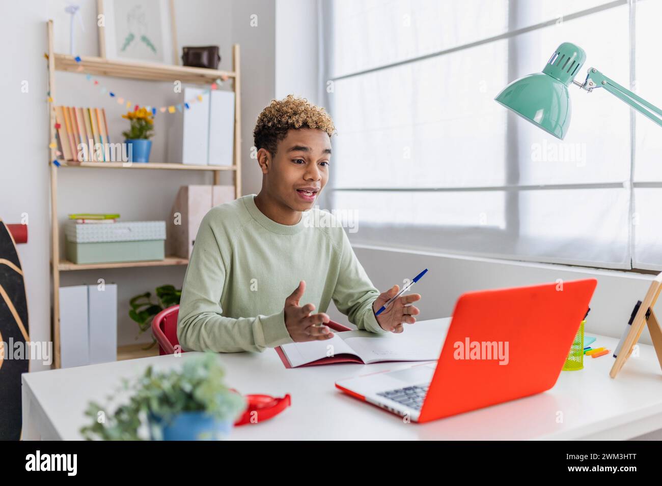 African american teen boy video call hi-res stock photography and ...